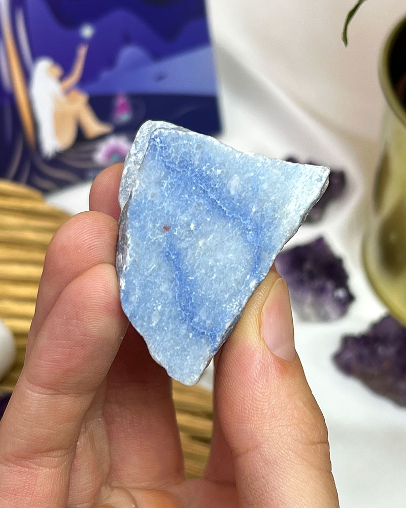 Quartzo Azul Face Polida/bruto - Coleção "Área Cristais Únicos" - 1768