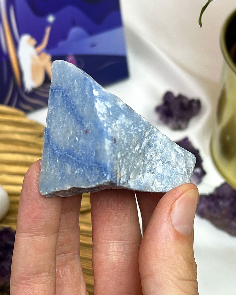 Quartzo Azul Face Polida/bruto - Coleção "Área Cristais Únicos" - 1768