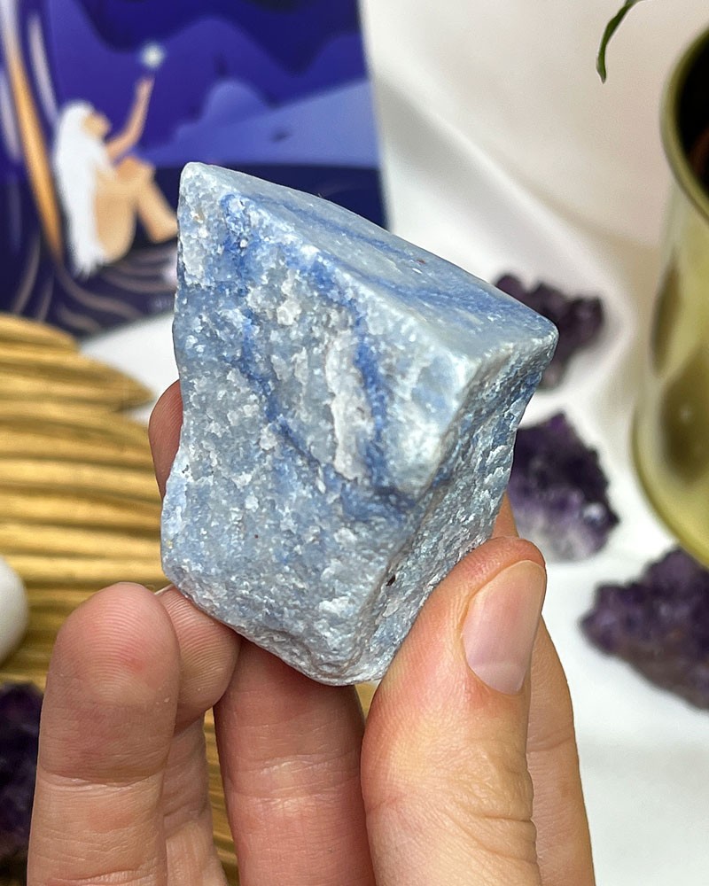 Quartzo Azul Face Polida/bruto - Coleção "Área Cristais Únicos" - 1768